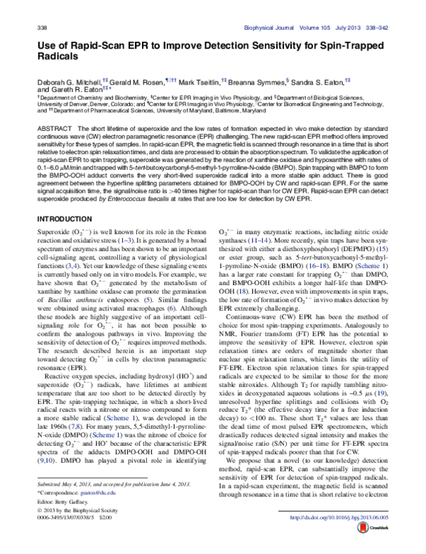 (PDF) Use of Rapid-Scan EPR to Improve Detection Sensitivity for Spin ...