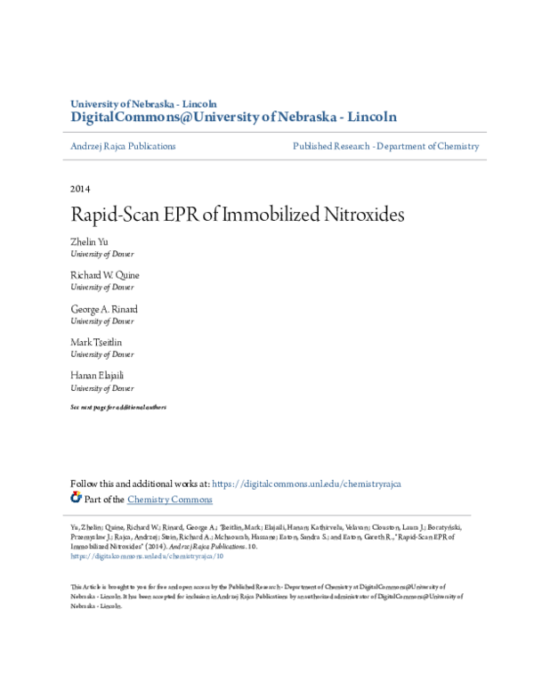 (PDF) Rapid-scan EPR of immobilized nitroxides