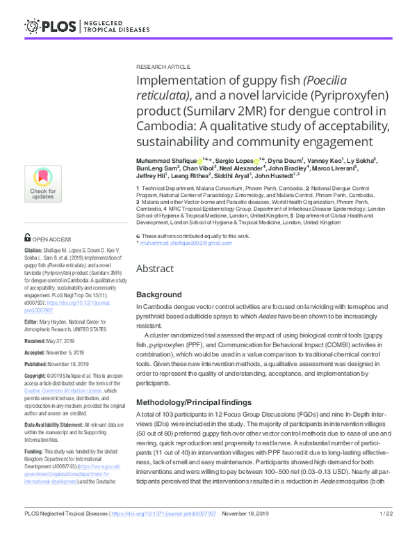 (PDF) Implementation of guppy fish (Poecilia reticulata), and a novel ...