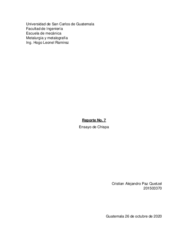 (PDF) Ensayo de Chispa