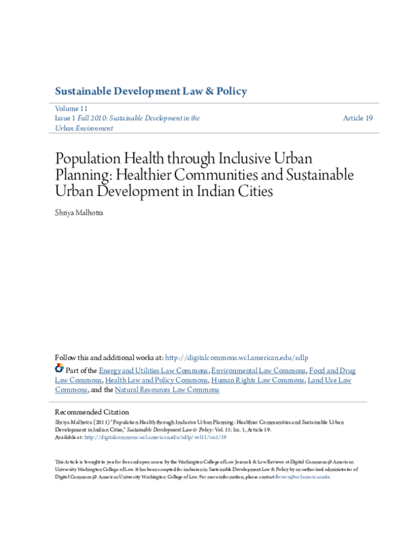 (PDF) Population Health through Inclusive Urban Planning: Healthier ...