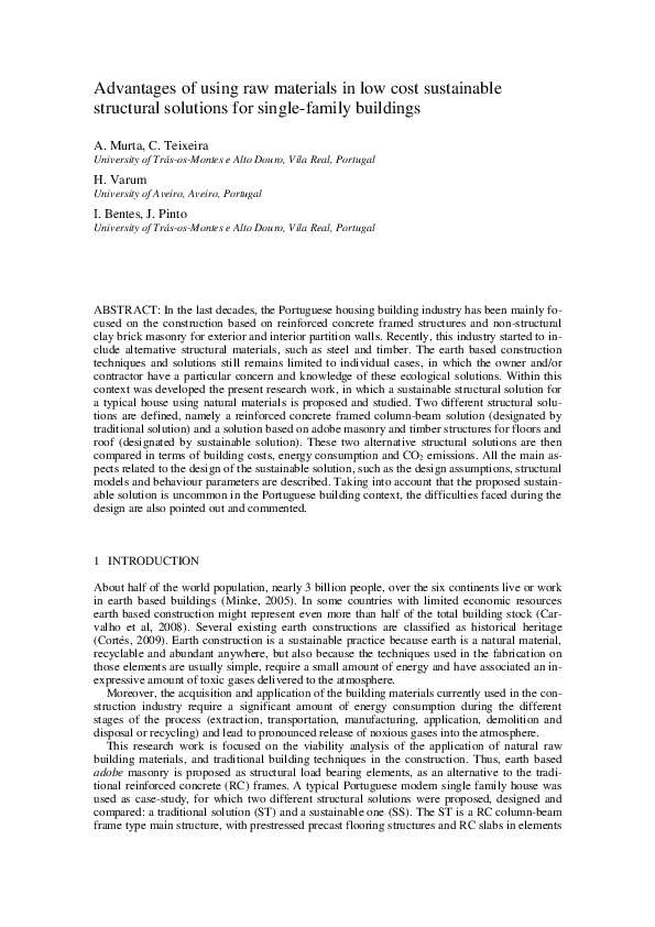 (PDF) Advantages of using raw materials in low cost sustainable ...