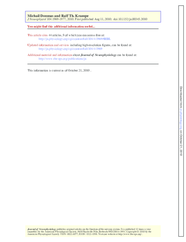 (PDF) Doumas, M., & Krampe R.T. (2010). Adaptation and reintegration of ...