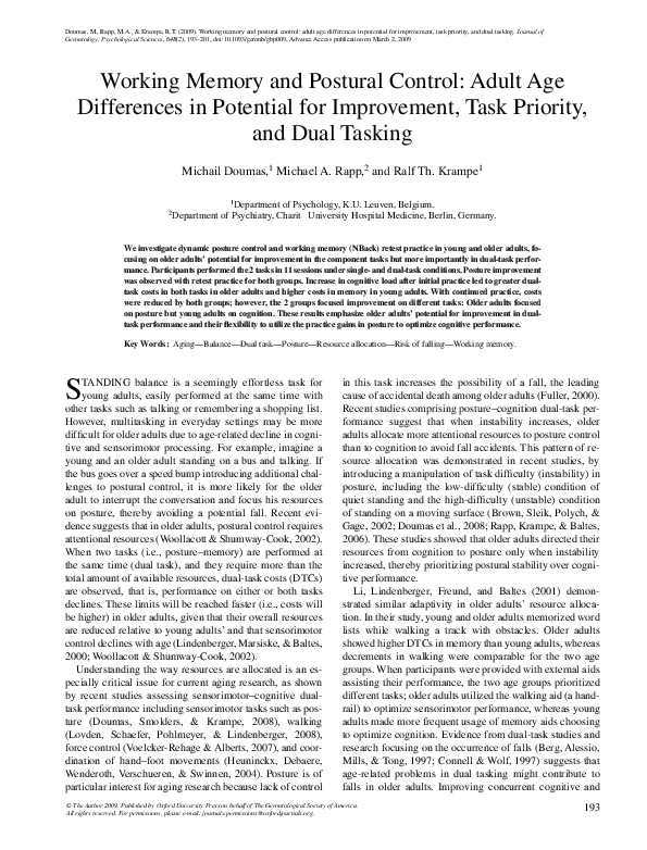 (PDF) Doumas, M., Rapp, M.A., & Krampe R.T. (2009). Working Memory and ...