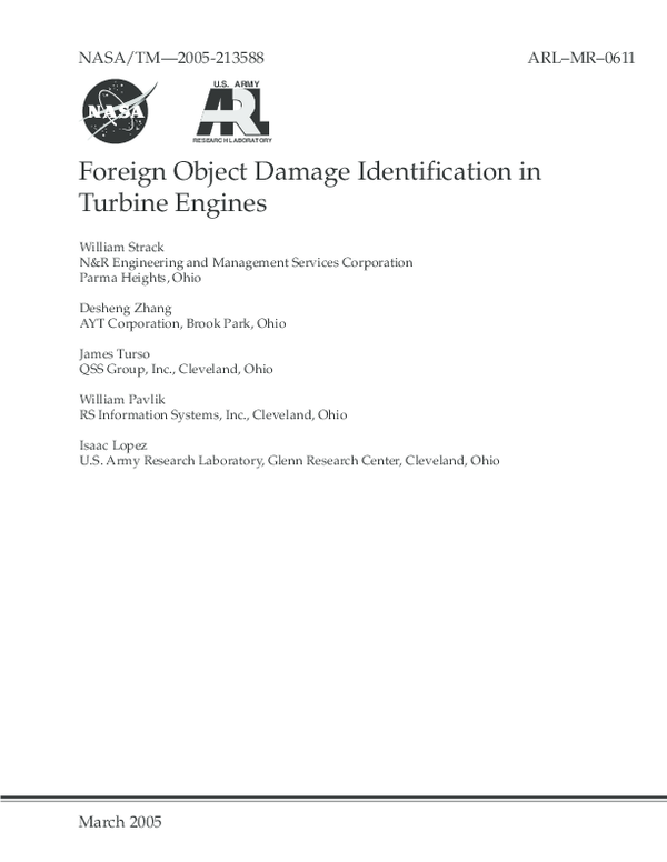 (PDF) Foreign Object Damage Identification in Turbine Engines