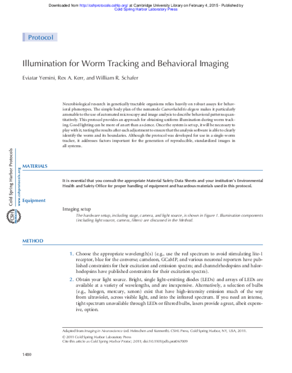 Illumination for worm tracking and behavioral imaging