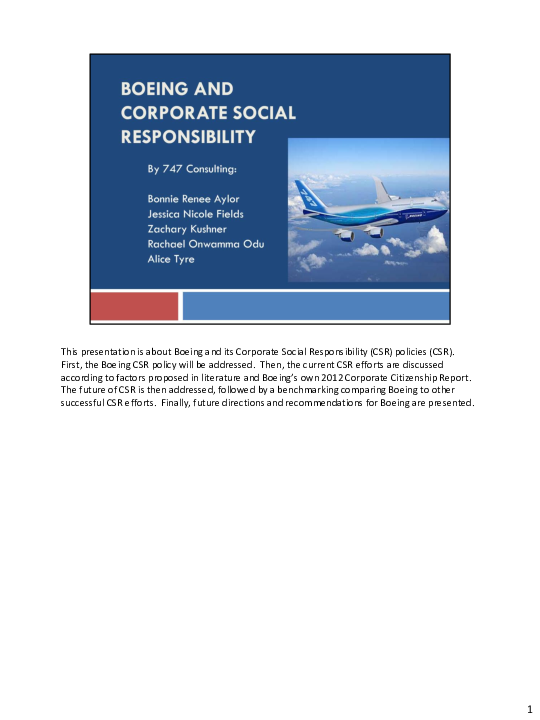 (PDF) Boeing and Corporate Social Responsibility