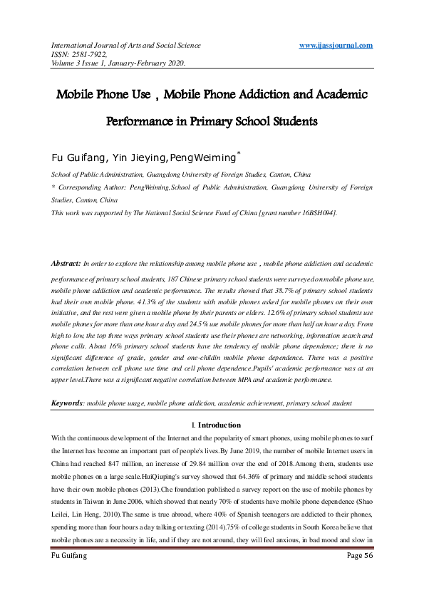 (PDF) Mobile Phone Use，Mobile Phone Addiction and Academic Performance ...