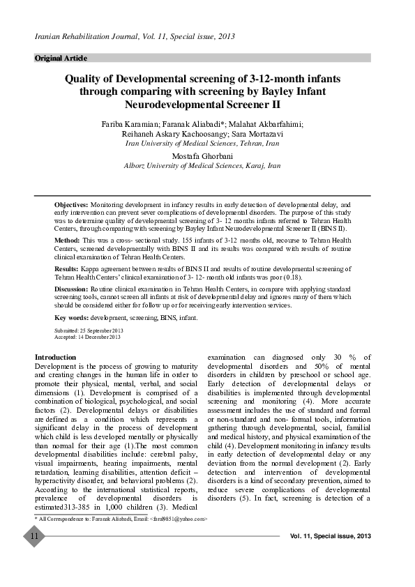 (PDF) Quality of Developmental screening of 3-12-month infants through ...