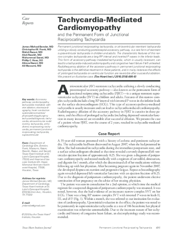 (PDF) Tachycardia-mediated cardiomyopathy and the permanent form of junctional reciprocating ...