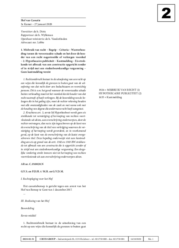 (PDF) Rechtsmisbruik in bouw- en milieuzaken (Cassatie 27 jan. 2020), R ...