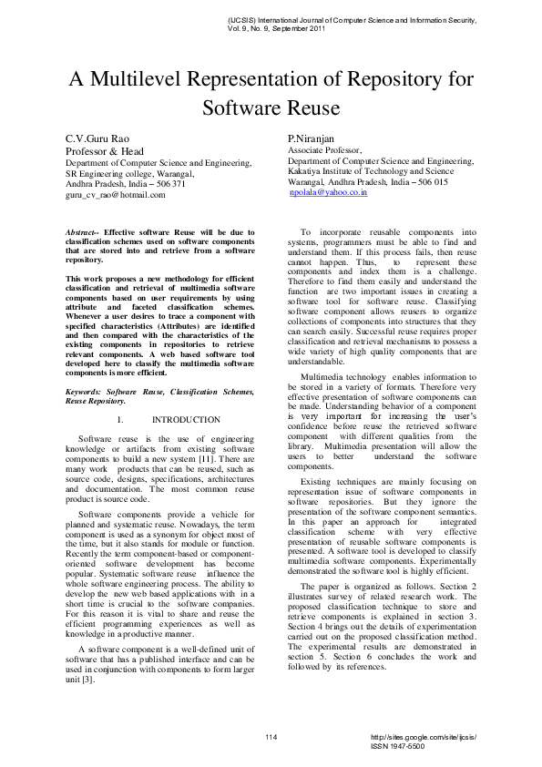 (PDF) A Multilevel Representation of Repository for Software Reuse