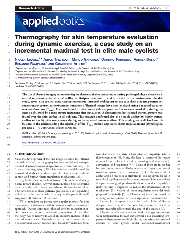 (PDF) Thermography for skin temperature evaluation during dynamic ...