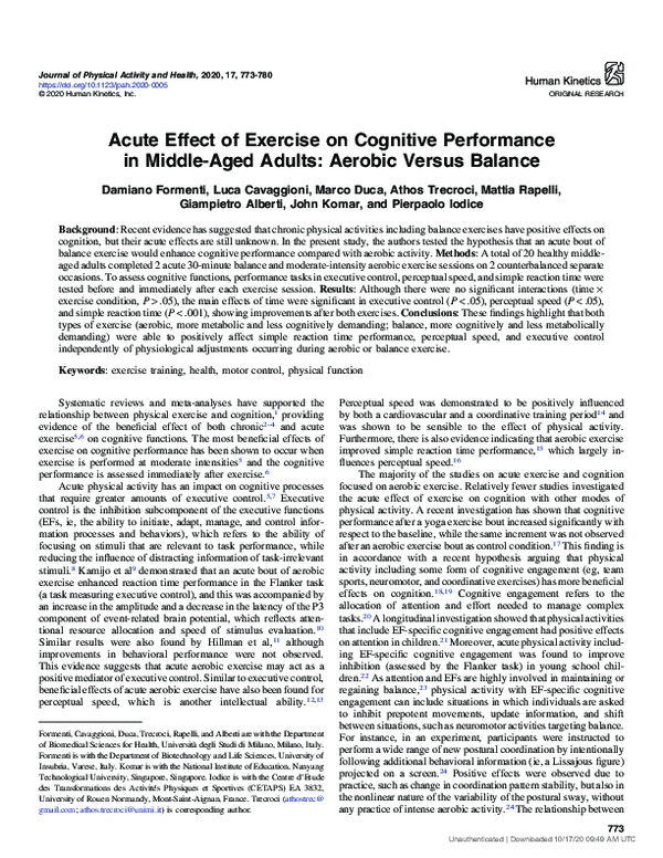 (PDF) Acute Effect of Exercise on Cognitive Performance in Middle-Aged ...