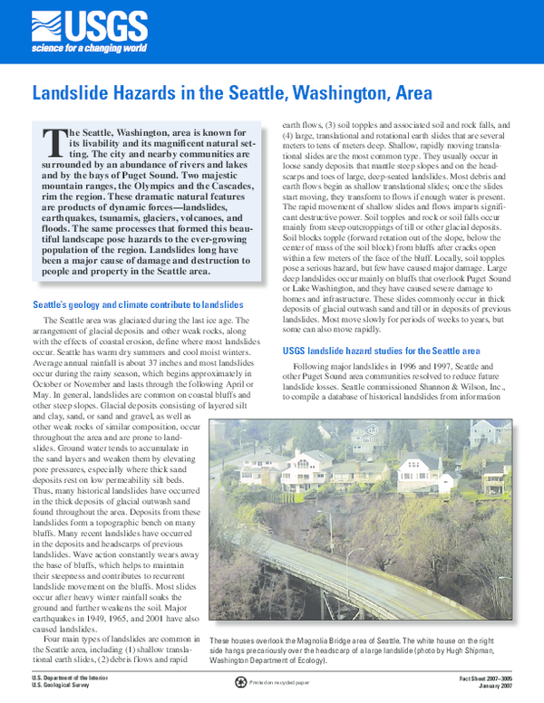 (PDF) Landslide Hazards in the Seattle, Washington, Area