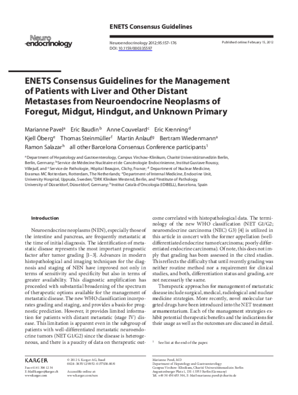 (PDF) ENETS Consensus Guidelines for the Management of Patients with ...