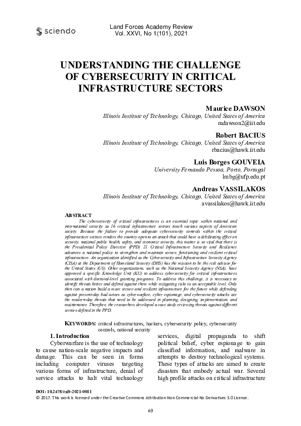 (PDF) Understanding the Challenge of Cybersecurity in Critical ... (PDF) Understanding the Challenge of Cybersecurity in Critical ...