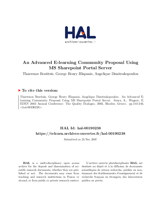 (PDF) An Advanced E-learning Community Proposal Using MS Sharepoint ...