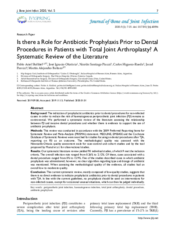 (PDF) Is there a Role for Antibiotic Prophylaxis Prior to Dental ...