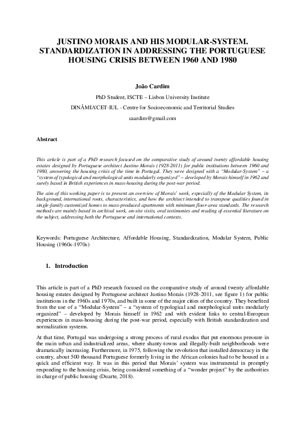 (PDF) Justino Morais and his Modular-System. Standardization in ...