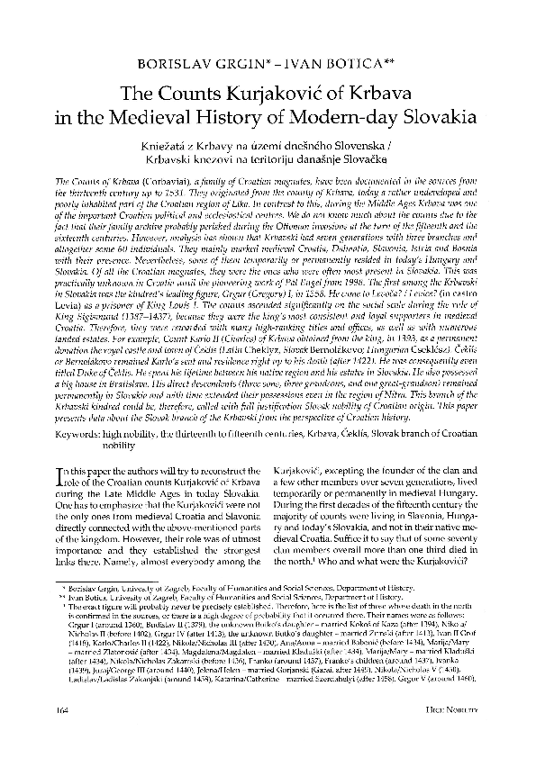 (PDF) The Counts Kurjaković of Krbava in the medieval history of modern ...