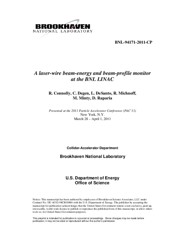 (PDF) A laser-wire beam-energy and beam-profile monitor at the BNL linac