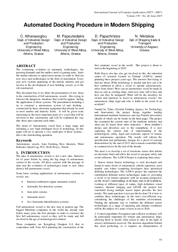 (PDF) Automated Docking Procedure in Modern Shipping