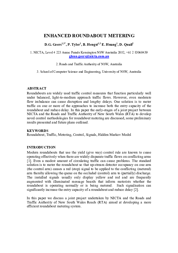 (PDF) Enhanced Roundabout Metering