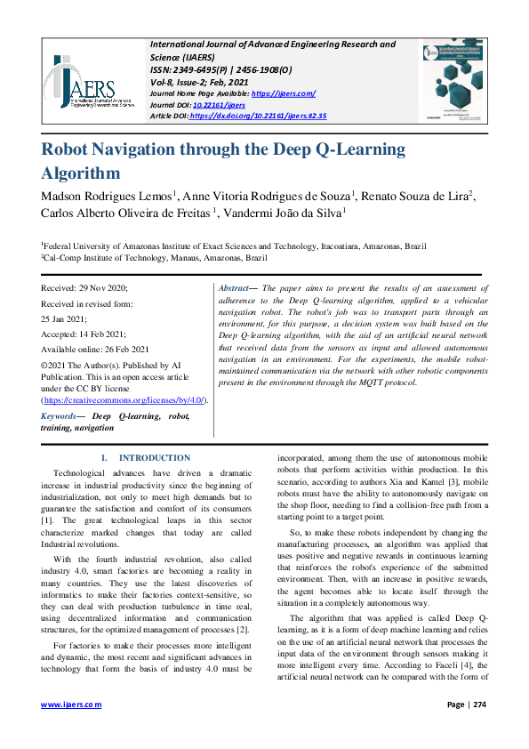 (PDF) Robot Navigation through the Deep Q-Learning Algorithm