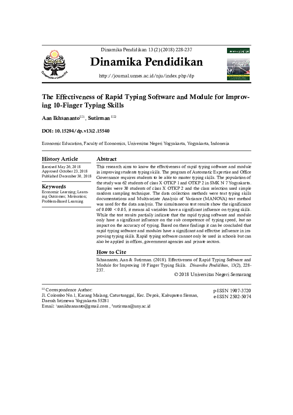 (PDF) The Effectiveness of Rapid Typing Software and Module for ...