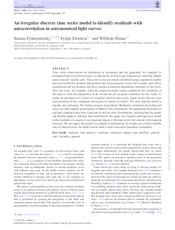 Pdf An Irregular Discrete Time Series Model To Identify Residuals With Autocorrelation In