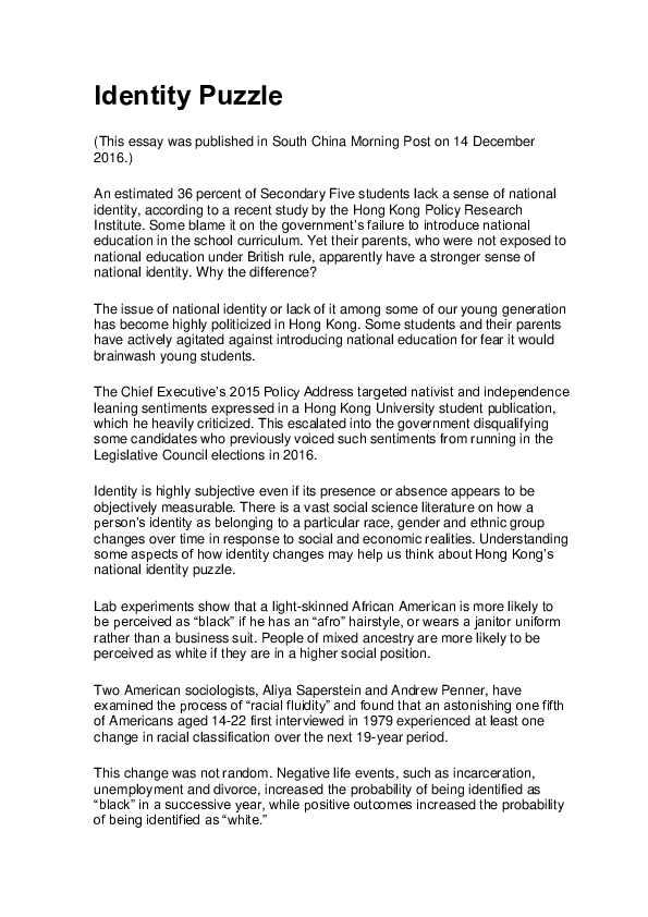 (PDF) Identity Puzzle