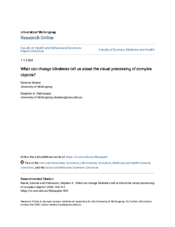 (PDF) What can change blindness tell us about the visual processing of ...