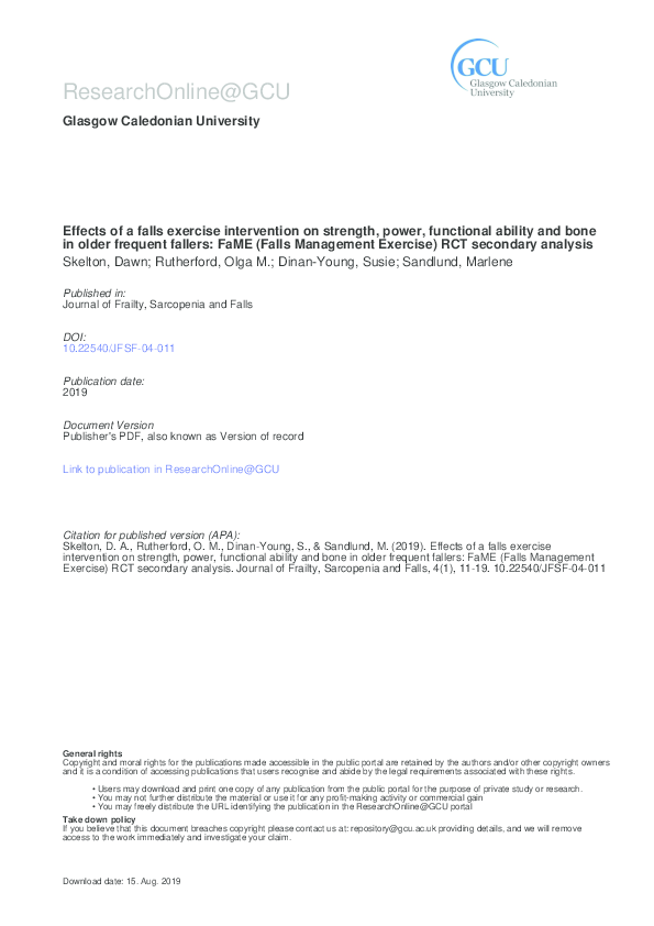 (PDF) Effects of a falls exercise intervention on strength, power ...