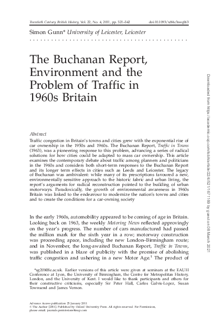 (PDF) The Buchanan Report, Environment and the Problem of Traffic in ...