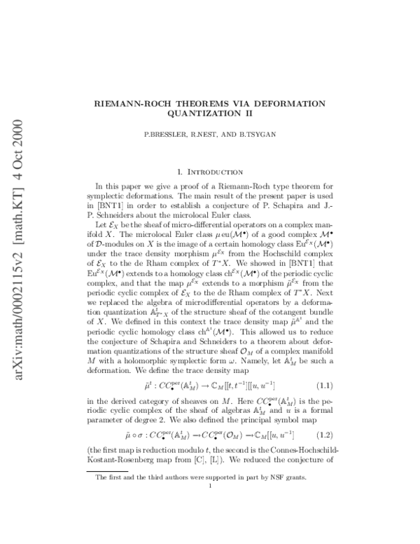 (PDF) Riemann-Roch via deformation quantization, II
