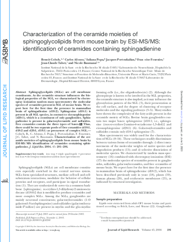 (PDF) Characterization of the ceramide moieties of sphingoglycolipids ...