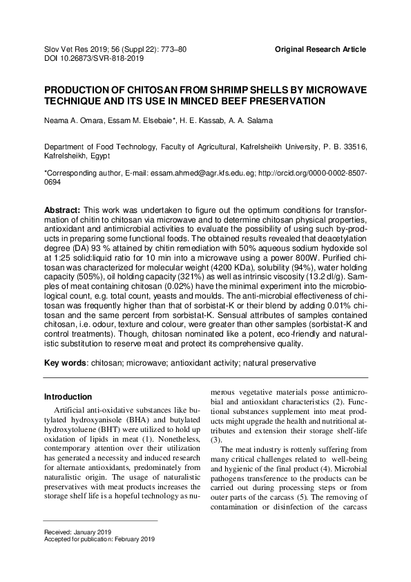 (PDF) Production of Chitosan from Shrimp Shells by Microwave Technique ...