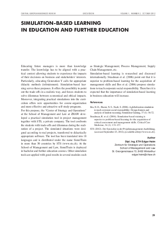 (PDF) Simulation-based Learning in Education and Further Education