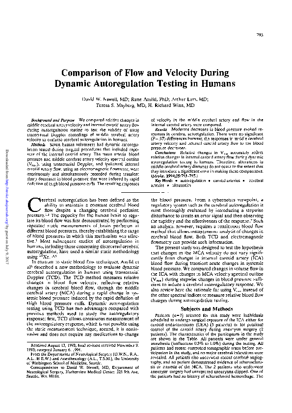 (PDF) Comparison of flow and velocity during dynamic autoregulation ...