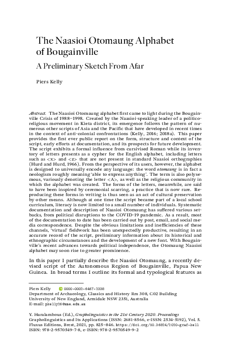 (PDF) 2021. The Naasioi Otomaung alphabet of Bougainville: A ...
