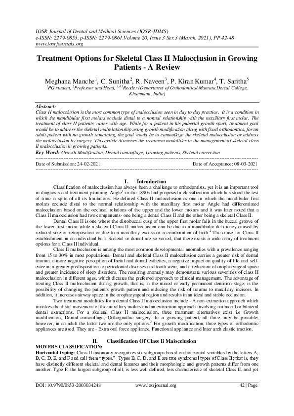 (PDF) Treatment Options for Skeletal Class II Malocclusion in Growing ...