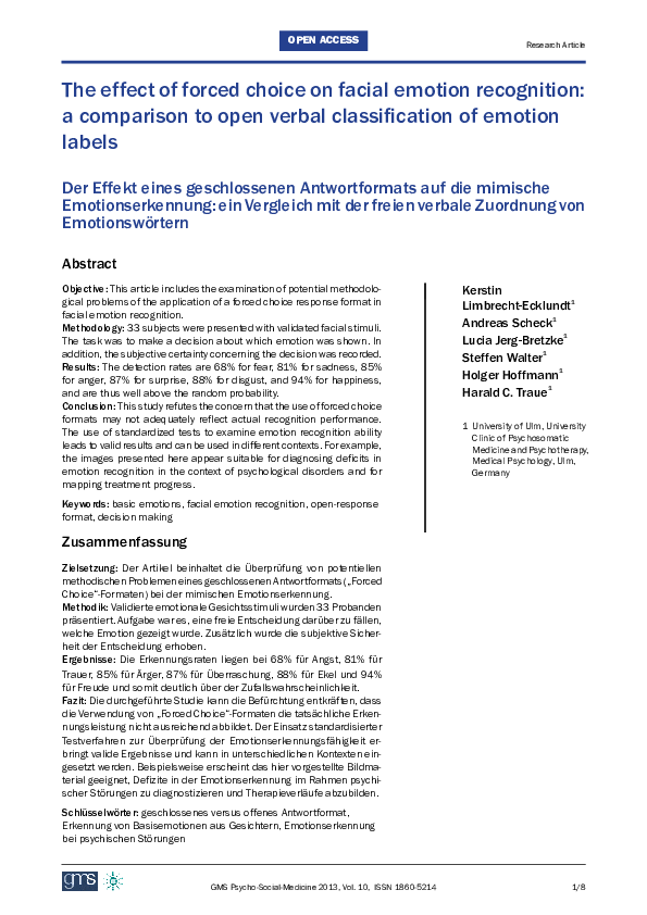 (PDF) The effect of forced choice on facial emotion recognition: a ...