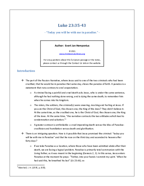 (PDF) Luke 23:35-43 -"Today you will be with me in paradise."