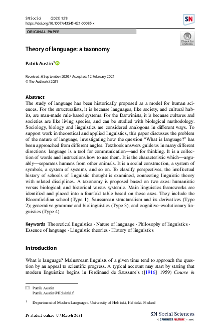 (PDF) Theory of language: a taxonomy