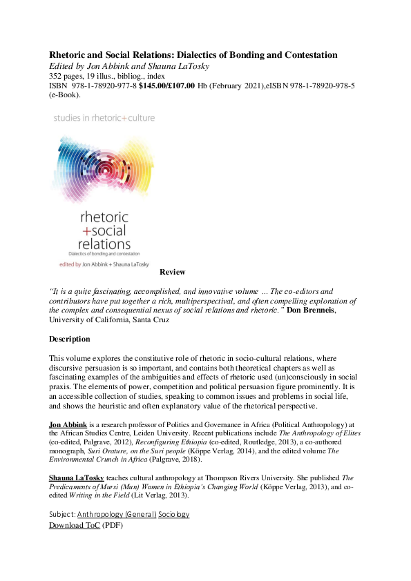 (PDF) Rhetoric & Social Relations