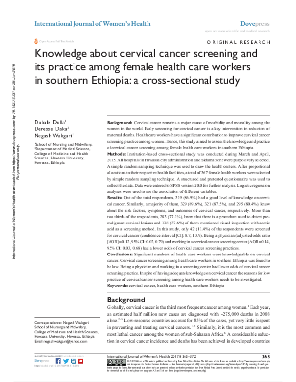 (PDF) U cervical cancer screening