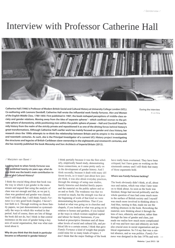 (PDF) Genderview. Interview with Professor Catherine Hall