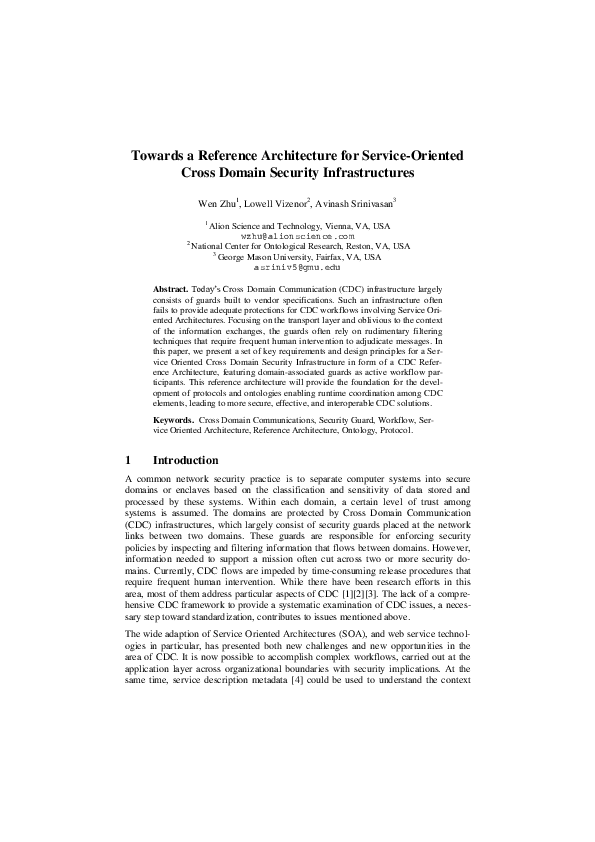 (PDF) Towards a Reference Architecture for Service-Oriented Cross Domain Security ...