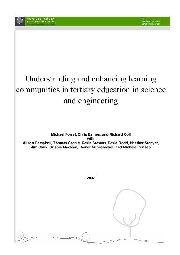 (PDF) Understanding and enhancing learning communities in tertiary ...